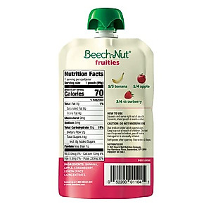 Beech-Nut Fruities Stage 2 Baby Food, Banana Apple & Strawberry, 3.5 oz Pouch
