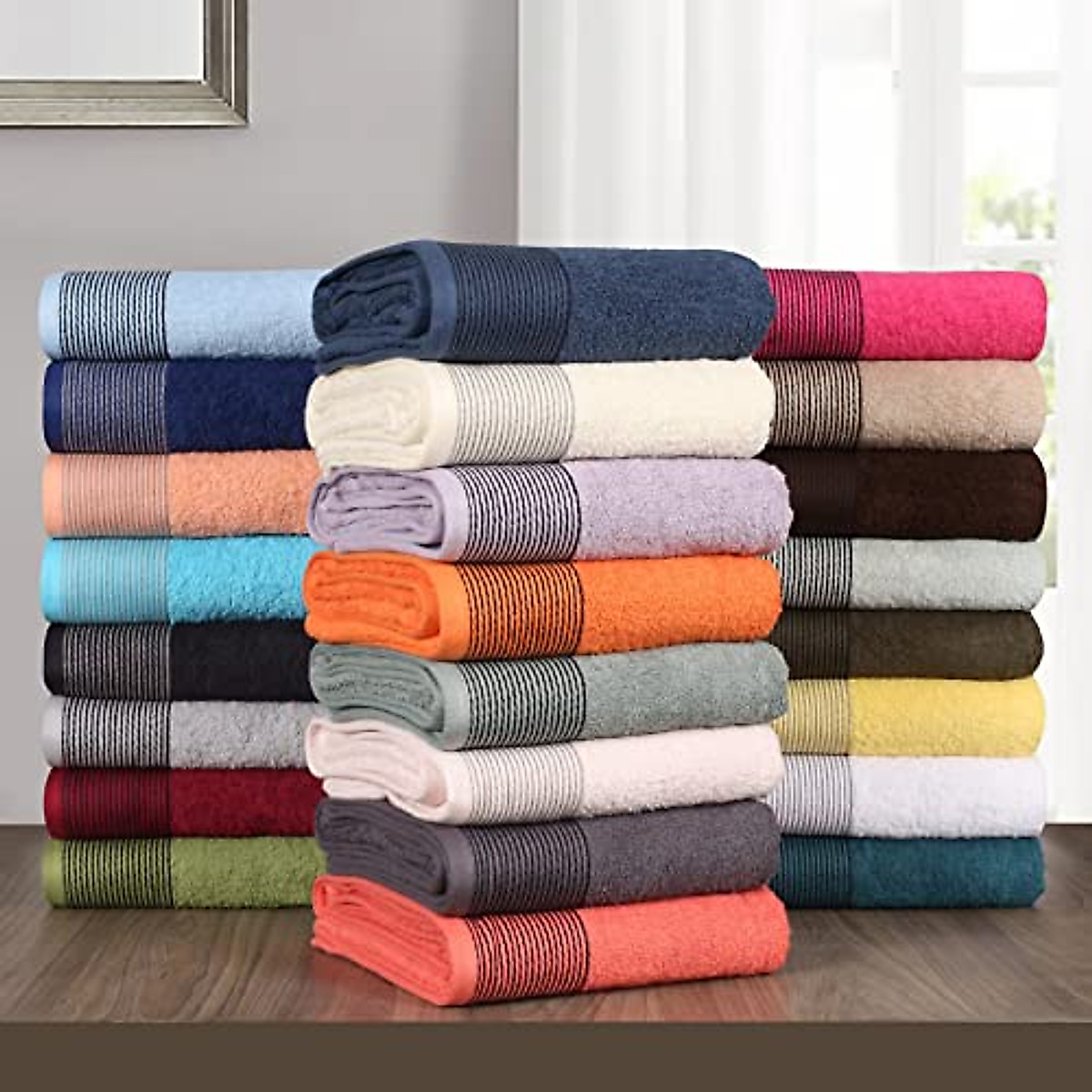 BELIZZI HOME 100% Cotton Ultra Soft 6 Pack Towel Set, Contains 2 Bath Towels 28x55 inchs, 2 Hand Towels 16x24 inchs & 2 Washcloths 12x12 inchs, Compact Lightweight & Highly Absorbant - Black