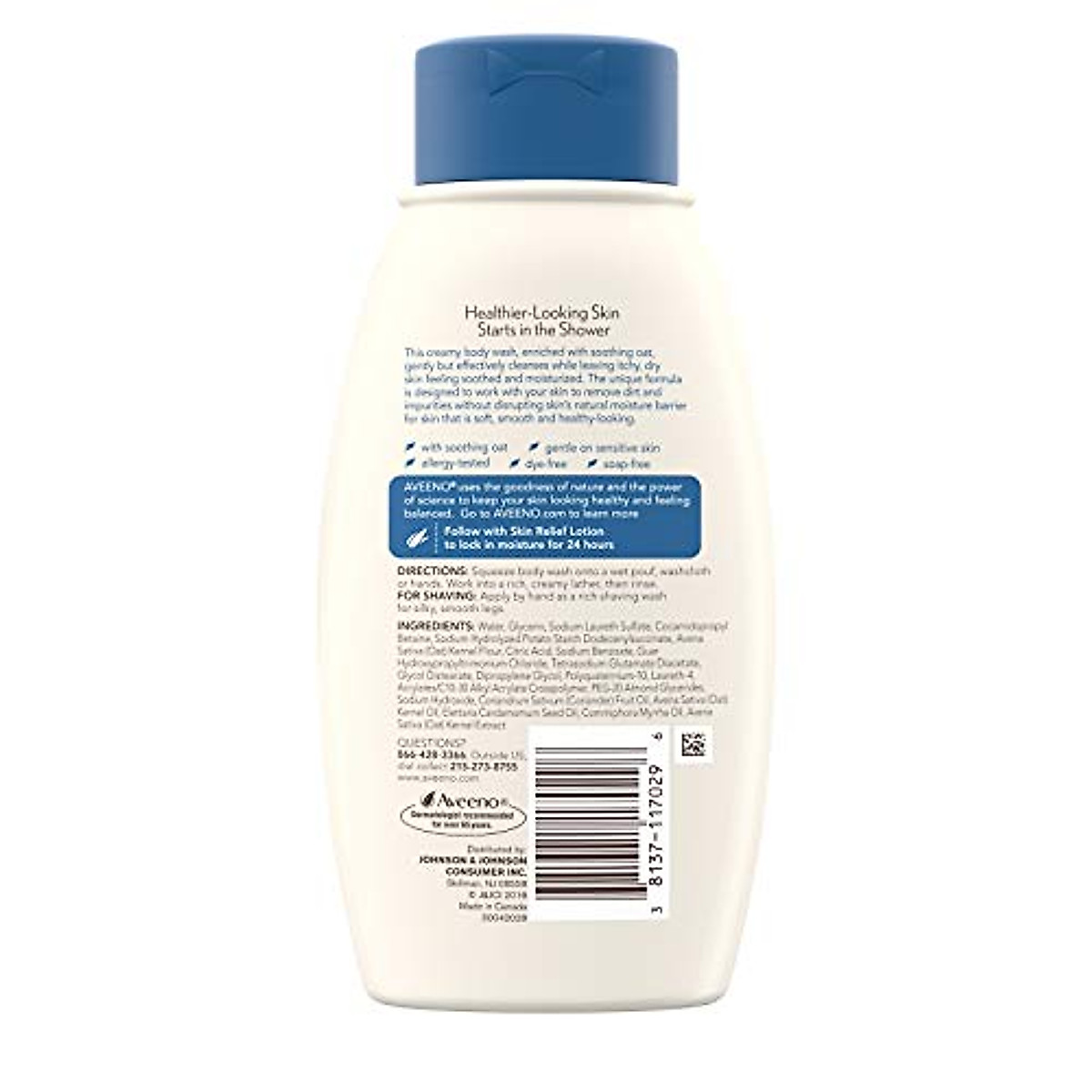 Aveeno Active Naturals Skin Relief Body Wash, Fragrance Free, 12 Fl Oz (Pack of 1)