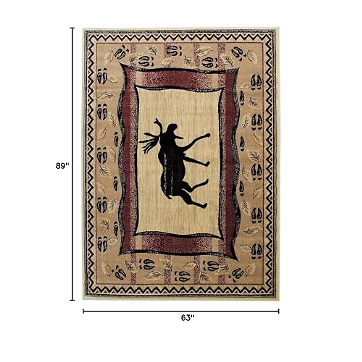 Rustic Lodge Log Cabin Decor Elk Deer Moose Area Rug (5 Feet 3 Inch X 7 Feet 5 Inch)