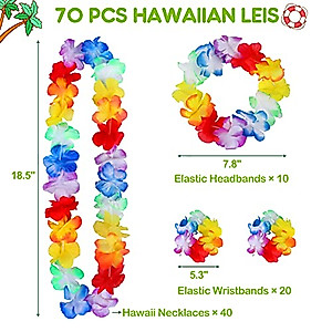 70 Counts Hawaiian Leis Bulk Luau Party Decorations Hawaiian Tropical Party Favors Lei for Adults Kids Hawaii Silk Flower Leis Necklaces Headbands Wristbands Hawaiian Luau Party Supplies Floral Leis