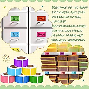 1000 Pcs Colored Sticker Labels Rolls Rectangular Label Coding Labels Classroom Labels 10 Bright Color Self Sticky Folder Labels for Boxes Folders Office Classroom Home (0.75 x 1.57 Inch)