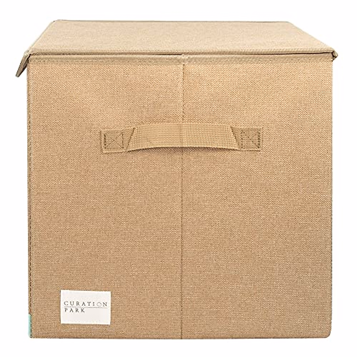 Curation Park Storage Cube Box || Collapsible Canvas Bin Chest with Flip-Top Lid and Name Label || Perfect Organizer