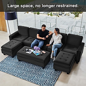 Belffin Velvet Modular 4 Seat Sofa Couch Sectional 4-seat Sofa Couch for Living Room Grey