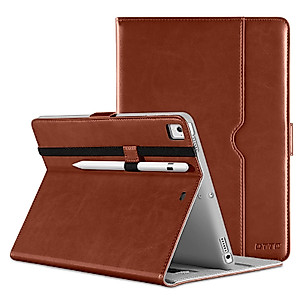 DTTO for iPad 9.7 Inch 5th/6th Generation 2018/2017 Case with Apple Pencil Holder, Premium Leather Folio Stand Cover Case for Apple iPad 9.7 inch, Also Fit iPad Pro 9.7/Air 2/Air - Brown