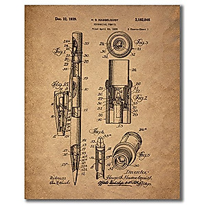 Architect Drafting Patent Prints - Set of 6 (8 inches x 10 inches) Drafting Wall Art Decor Photos