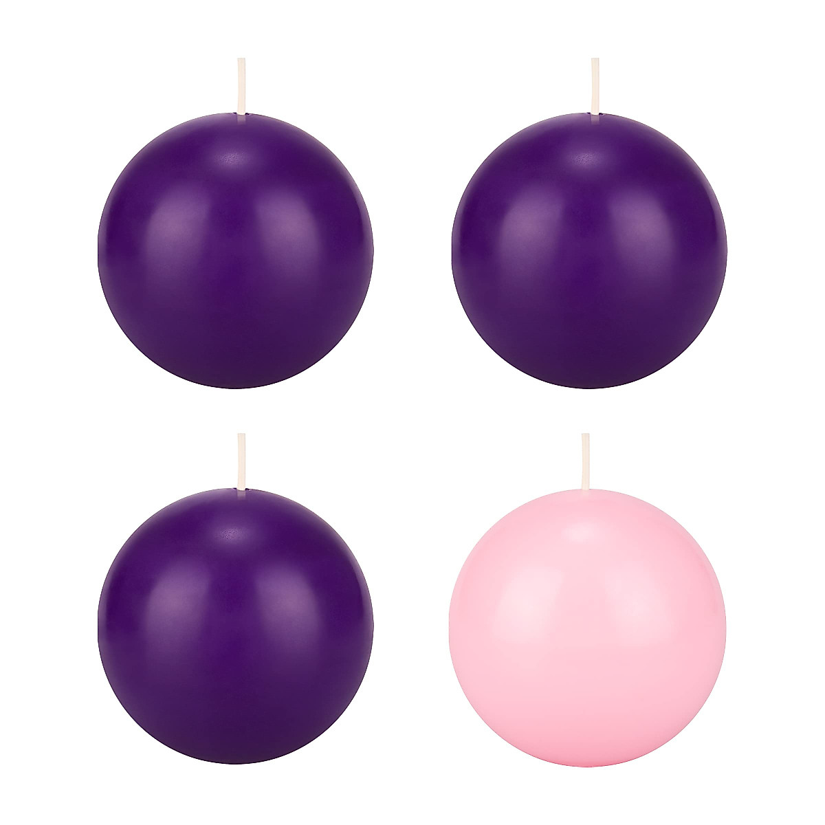 Mega Candles 4 pcs Unscented Christmas Advent Round Ball Candle, Hand Poured Premium Wax Candles 3 Inch Diameter, Holidays, Church, Decorations, Devotional, Celebration, Party & More