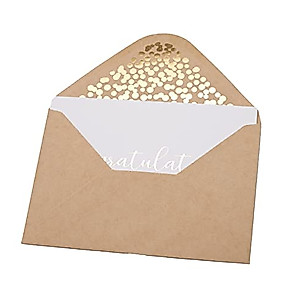 50 Pack Congratulations Card – Elegant Greeting Cards With ‘’Congratulations’’ Embossed In Gold Foil Letters – For Engagement, Graduation, Wedding - 52 Kraft Envelopes Included - 4" x 6" - White