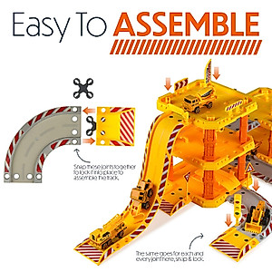 Toysical Construction Playset - Complete Parking Garage Toy Playset with Vehicles, Helicopter, Mini Figures, Road Setup Construction Toys for Boys and Girls - Boys Toys Age 4-6