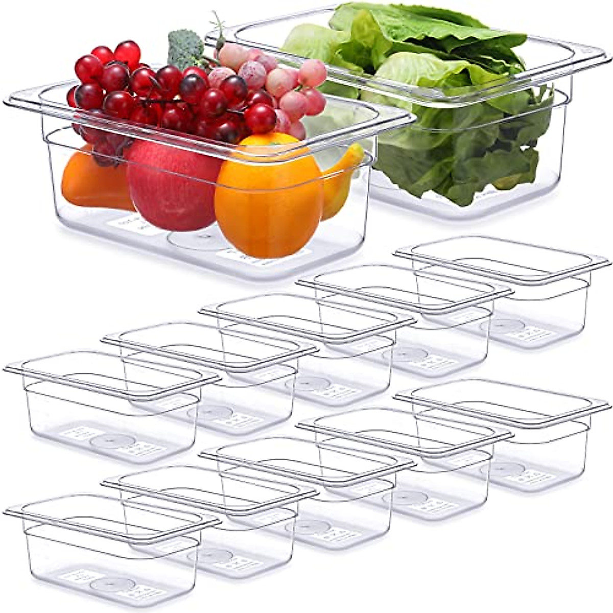 Hoolerry 12 Packs Plastic Food Pan 1/4 Size Commercial Food Storage ...