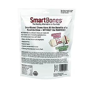 SmartBones Dog Chews, Treat Your Dog to Rawhide-Free Dog Bones, Made With Real Meat and Vegetables, 3 Large