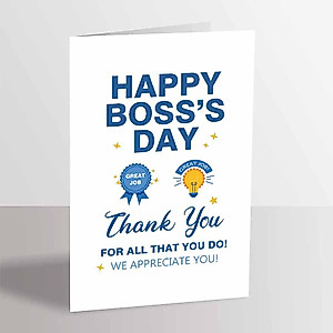Ure Tenk Boss Appreciation Card From Employees, Happy Boss's Day Thank You Card, Best Boss Ever Card, Great Job Boss Card