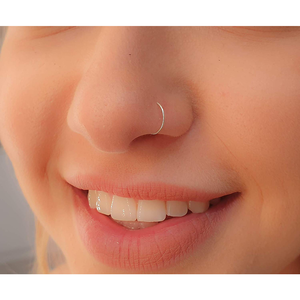 Fake Clip On Nose Ring 24g - No Piercing Needed - Smooth Tiny 925 Silver Fake Nose Piercing