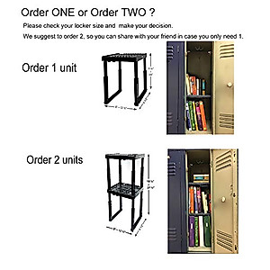 Locker Organizer Shelf， Adjustable Width and Height , Ideal Locker for School, Office, and Gym Lockers (Black)