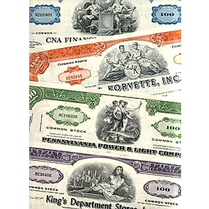 1965 No Mint Mark AMAZON SPECIAL! 100 DIFFERENT RARE ORIGINAL U.S. STOCKS, BONDS and DEBENTURES @ 79c! MANY BIG NAMES! LOWEST PRICE ON EARTH! 1 Share to $5000 Seller EXTRA FINE (AVERAGE GRADE)