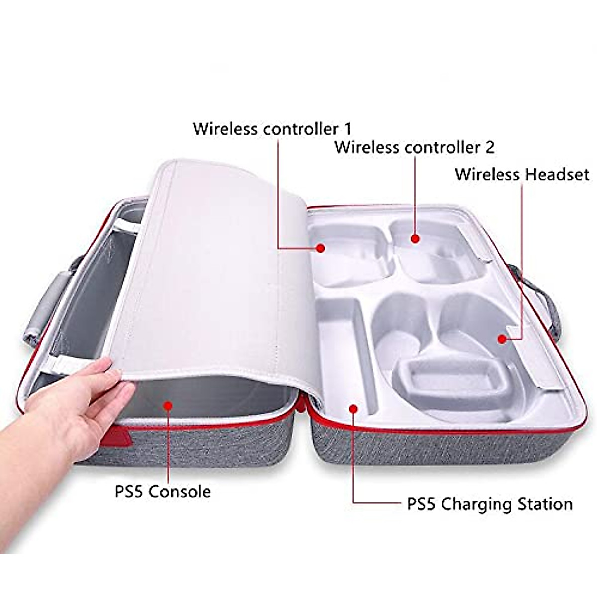 KANG YU Storage Carrying Case Hard Shell Compatible with PS5,Waterproof shoulder bag Compatible with Playstation 5 Console , Storage Controllers, Cables and Other Accessorie