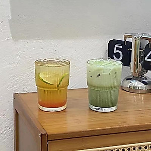 QWEZXO 13OZ/400ML Ice Coffee Glass Tumbler, Thick Wall Water Glass Cup Mug Tea with Straw and Lid Sealed Carry On （Clear）