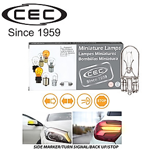 CEC Industries 194 Light Bulb 14V, 3.78W, T3.25 Shape, C-2F Filament, Glass Wedge (10-Pack)