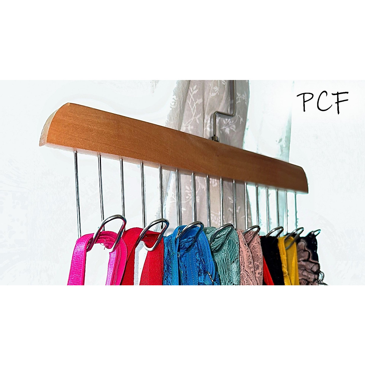 2 Pack Non-Slip Wooden Hanger for Closet, 360 Degree Space Saving Hanger, Organize and Storge Hanger with 8 Hooks, Bra Hanger, Tank top Hanger, Belt Hanger, Tie Hanger, Scarf Hanger, Lingerie Hanger