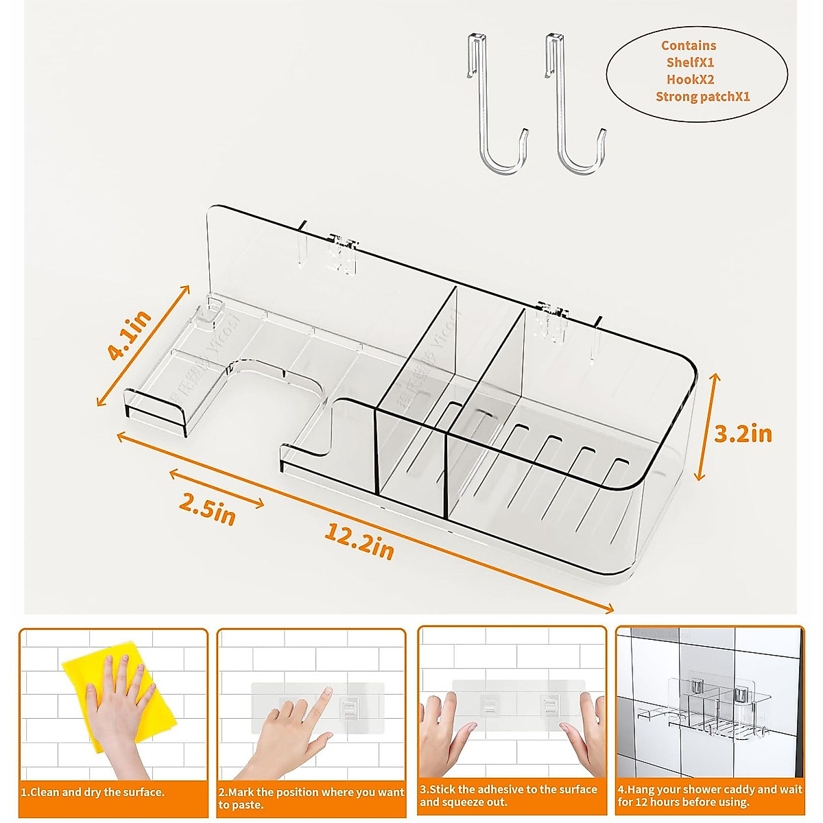 Clear Hair Dryer Holder, Blow Dryer Hanger Wall Mounted for Hair Dryer Hook with Plug&Cord Organizer Self Adhesive for Cabinet Door and Bathroom Organizer and Storage,Pack of 1