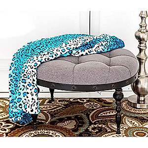 Home Must Haves Soft Warm Cozy Plush Premium Throw Turquoise Blue Animal Leopard Printed Flannel Bed Sofa Couch Picnic Luxurious Blanket Bedding King Size
