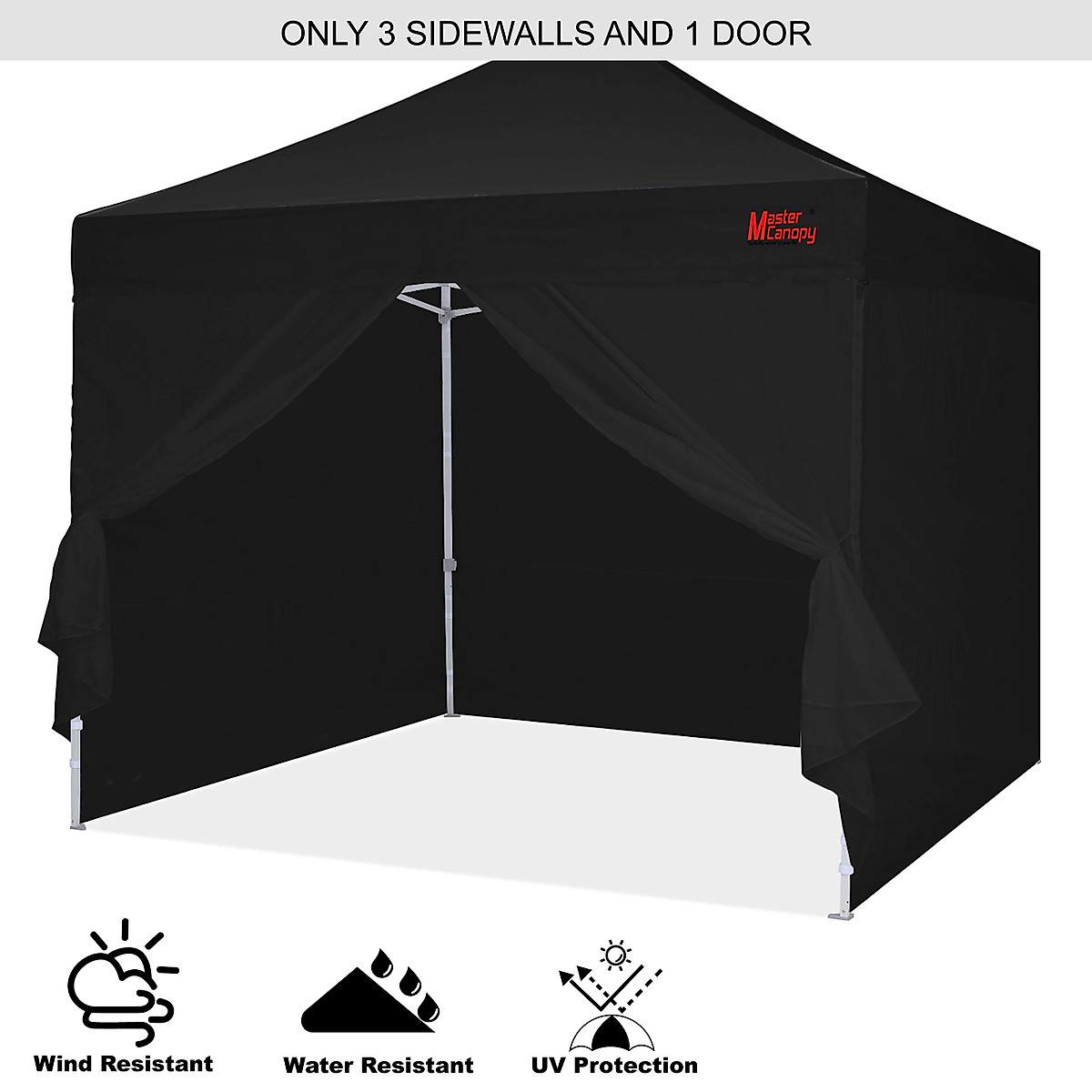 MASTERCANOPY Pop-up Canopy Sidewall Kit, 3 Sidewalls & 1 Doorwall Only Excluding top and Frame (10x10,Black)