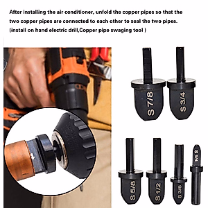 Rowzzi Swaging Tool Drill Bit Set, HVAC Tools, 6pcs Professional Manual Copper Pipe Swage Tool Drill Bit Triangular Handle, Repairing Set Include 7/8'', 3/4'', 5/8'', 1/2'', 3/8'', 1/4'' Bits