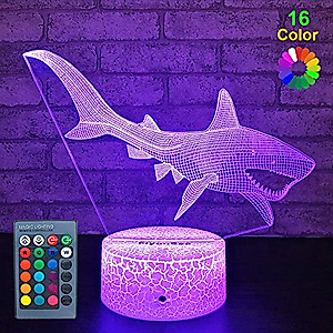 FlyonSea Baby Shark Toys Nightlight,Baby Shark Party Supplies 16 Color Changing Kids Night Light with Touch and Remote Control, Kids Shark Decor Lamp Birthday Christmas Gifts for Kids Boys Baby