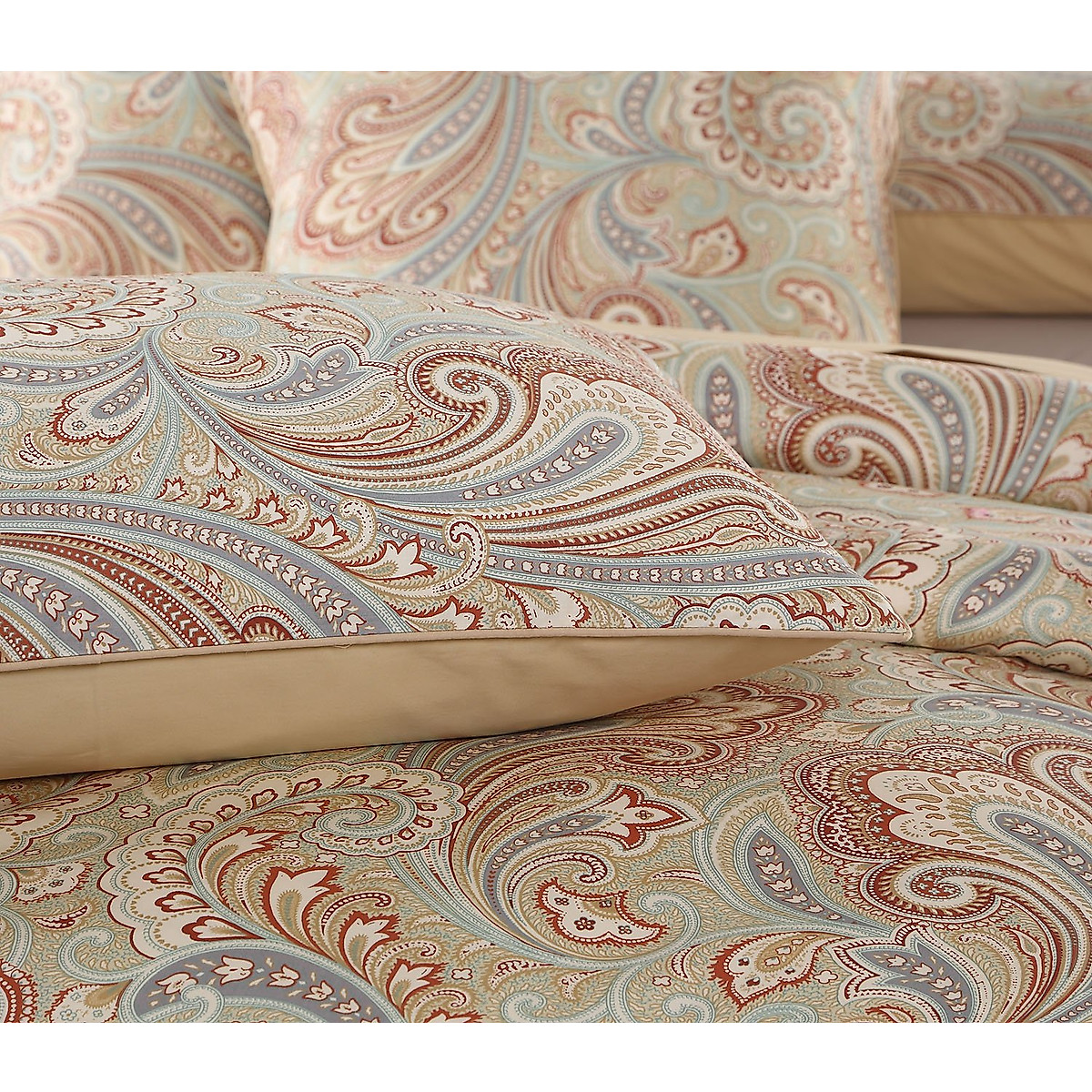 Softta Luxury Paisley Bedding Design 800 Thread Count 100% Cotton Bohe Vintage Bohe Vintage 3Pcs Duvet Cover Set,King Size,Khaki