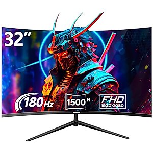 Gawfolk 32" Curved Computer Monitor, 144Hz 165Hz Gaming Display, Full HD 1080p Home Office Business PC Monitor, Ultra-Thin Zero Frame