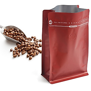 50 Count 16oz Red Coffee Bags with Aluminum Foil Liner, High Barrier Coffee Pouches with Degassing Valve, Ziplock Food Storage Bags with Pull Tape, Pack of 50, 16oz/1lb/500gram