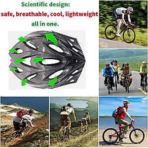 Adult Bike Helmet, Lightweight Cycling Helmet, Bicycle Helmet Adjustable Size Ultralight Specialized for Mens Womens Safety Protection ES-022