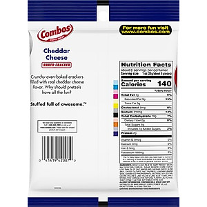 COMBOS Cheddar Cheese Cracker Baked Snacks 6.3-Ounce Bag