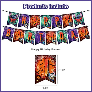 Stitch Halloween Birthday Party Decorations, Lilo Stitch Halloween Baby Shower Party Supplies Include Banner Balloon Cupcake Cake Toppers Halloween Baby Shower Decoration for Girls Boys