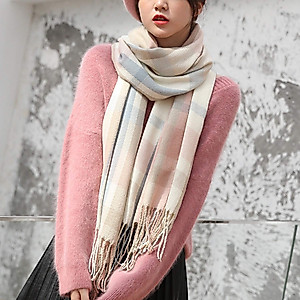 YSense Women's Long Plaid Blanket Scarf Chunky Oversized Winter Fall Warm Scarf Big Tartan Scarves Wrap Shawl Ladies Gifts