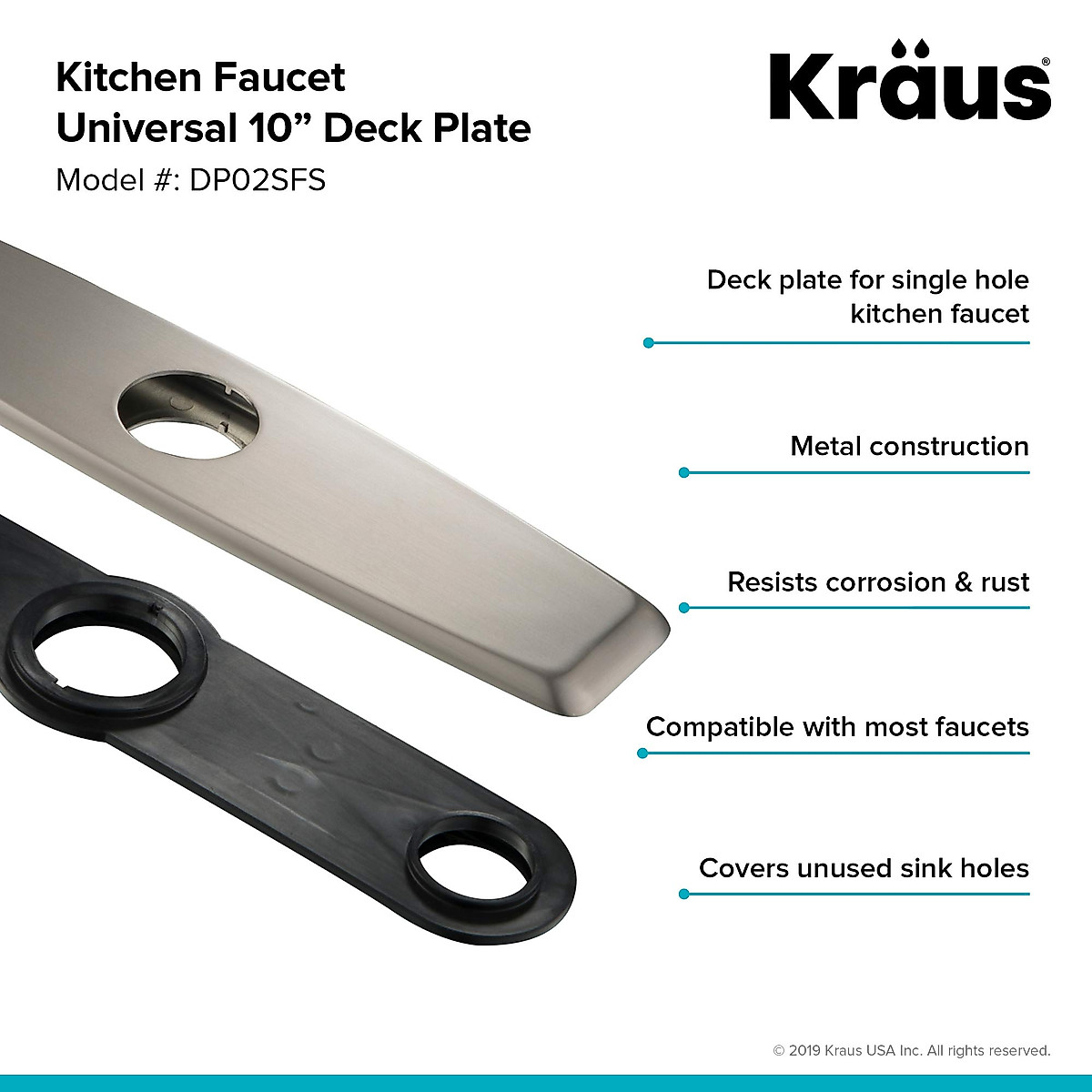 Kraus DP02SFS, Kitchen Faucet Deck Plate, Spot Free Stainless Steel