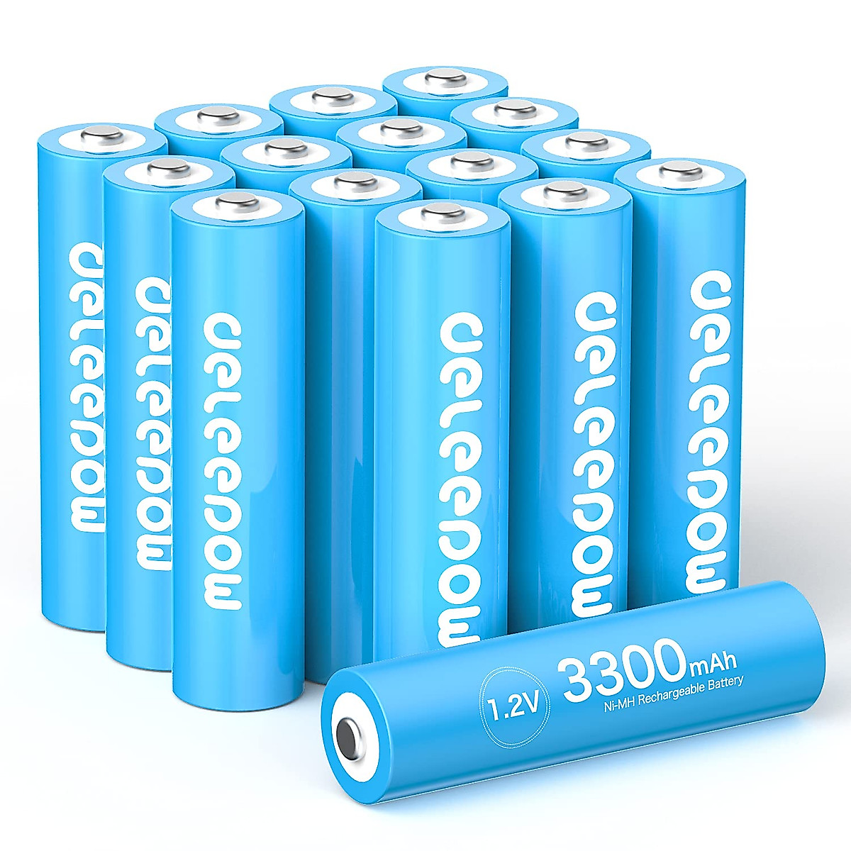 Deleepow AA Rechargeable Batteries NiMH, 3300mAh High Capacity Pre-Charged Double A Battery, 1.2V Low Self Discharge, Pack of 16