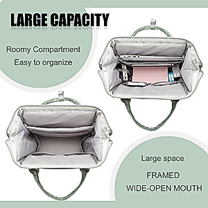 KNOWVAN Casual Backpack for Women, 15 Inch Laptop Shoulder Bag Waterproof Anti Theft Teacher Backpack Nurse Bag Daypack with USB Charging Port for Women (Green