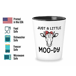 Bubble Hugs Farmer Shot Glass 1.5oz - Just a little moo-dy - Funny Farmer Gifts for Men Vintage Stuff Adult Cow Tractor Chicken Guy Farming