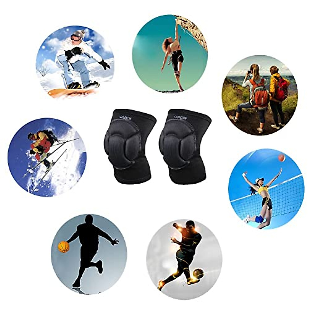 GRANDCOW Knee Pads for volleyball Work Construction Gardening Cleaning and Dance dancing Knee Protective Pad Protection for adult Youth kids women men (1 Pair/2 pcs Knee Pads included)