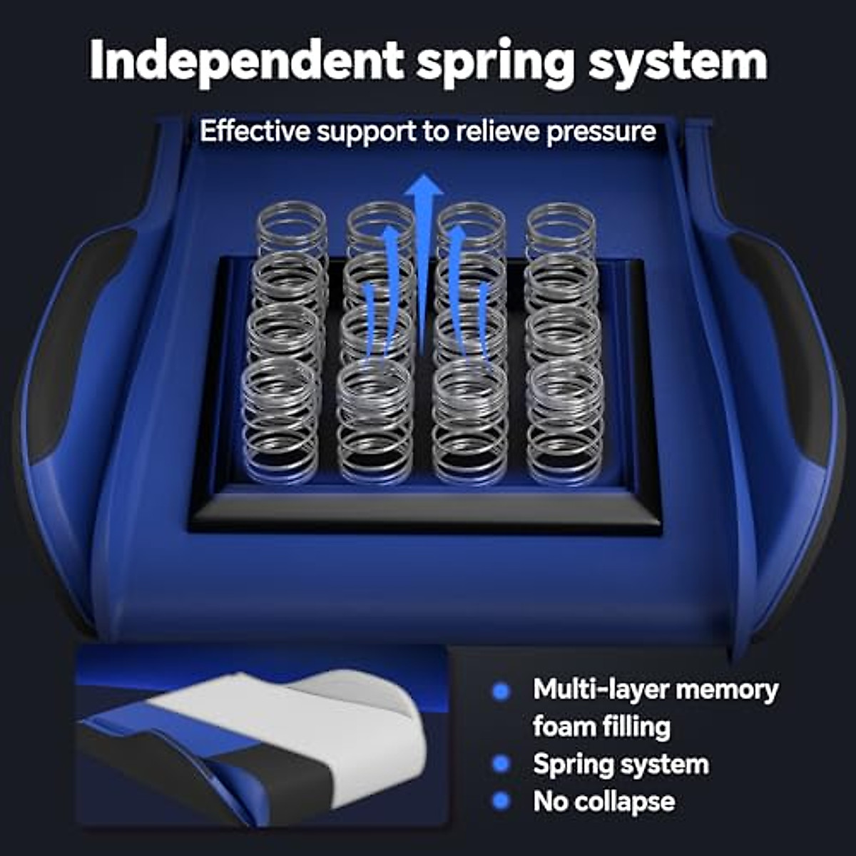 ZHISHANG Silla Gamer Video Game Chairs, Gaming Chairs for Adults, Gamer Chair Ergonomic PC Computer Chair with High Back, Headrest, and Lumbar Support, for Boys Adults Teens(Black-Blue)