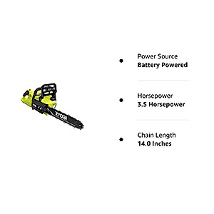 RYOBI 40-Volt HP Brushless 14 in. Electric Cordless Chainsaw (Tool Only) RY405010 (Bulk Packaged), black,yellow