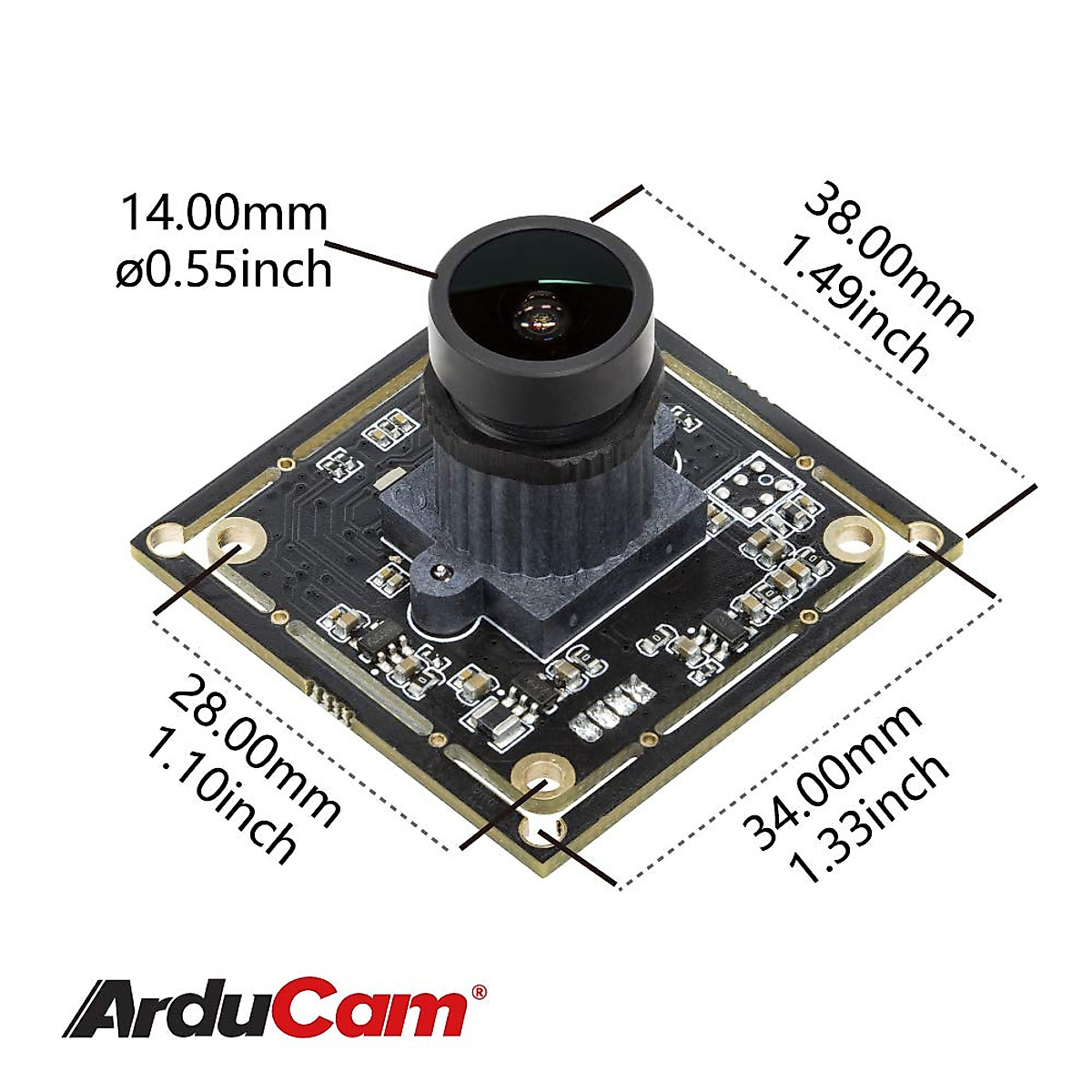 Arducam 1080P Low Light WDR Ultra Wide Angle USB Camera Module for Computer, 2MP CMOS IMX291 160 Degree Fisheye Mini UVC USB2.0 Webcam Board with Microphone, 3.3ft Cable for Windows Linux Mac OS