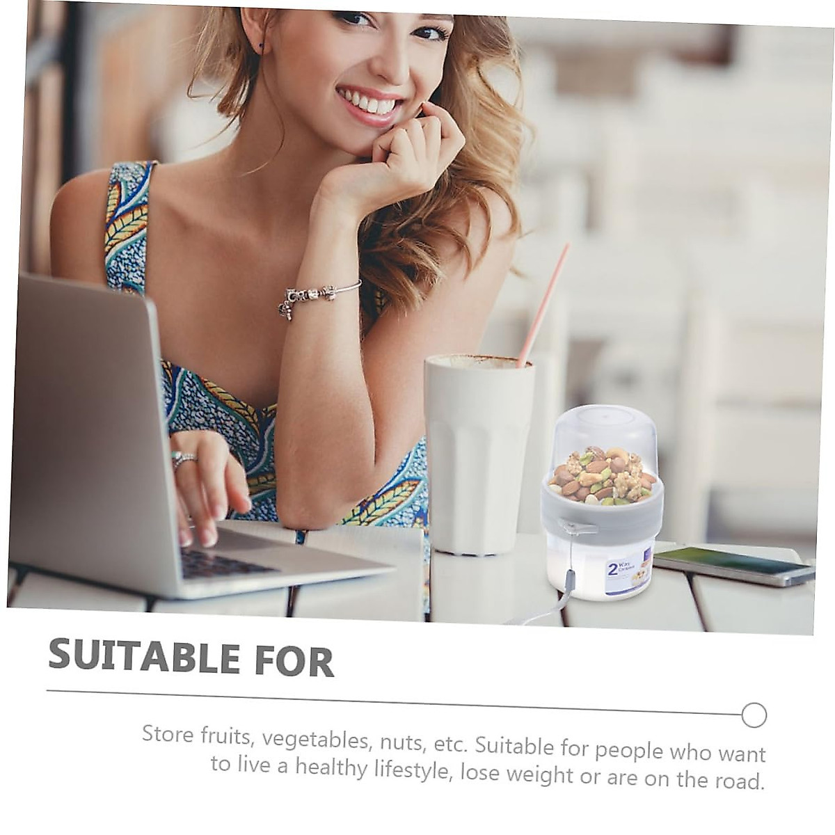 Anneome 2sets Portable Double Layer Breakfast Yogurt and Cereal Storage Containers Sealing Food Storage Box for Overnight Oatmeal Go Meals and Snacks