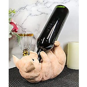 Ebros Babe Farm Pink Pig Wine Holder Decor Statue Whimsical Practical Pig Wine Caddy Storage Organizer