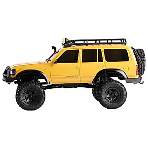 Helidirect FMS 1:18 FCX18 LC80 Land Cruiser 80 RTR 4WD RC Rock Crawler 1/18 Brushed Motor, 2.4GHz RC Transmission - Remote Control Toy for Adult, RC Cars, RC Crawler, Rock Crawler (Yellow)