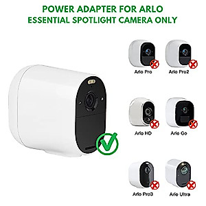 ALERTCAM 30Ft/9m Power Adapter for Arlo Essential Spotlight, Weatherproof Outdoor Power Cable Continuously Charging Your Arlo Essential Camera - White