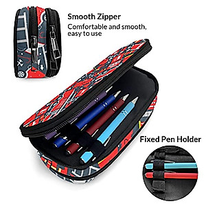 Fire Truck Custom Pencil Pen Case, Personalized Pencil Bag Pouch Box with Zipper, Pencil Pouch for School Office and Travel