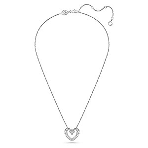 SWAROVSKI Una Pendant Necklace, Heart-Shaped Swan Design with Sparkling White Crystals, on a Rhodium Finish Chain, Part of the Una Collection
