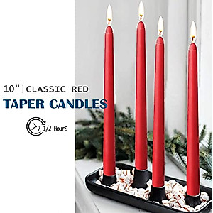 YIHANG Red Taper Candles - Set of 14 Dripless Candles - 10 inch Tall, 3/4 inch Thick - 7.5 Hour Clean Burning